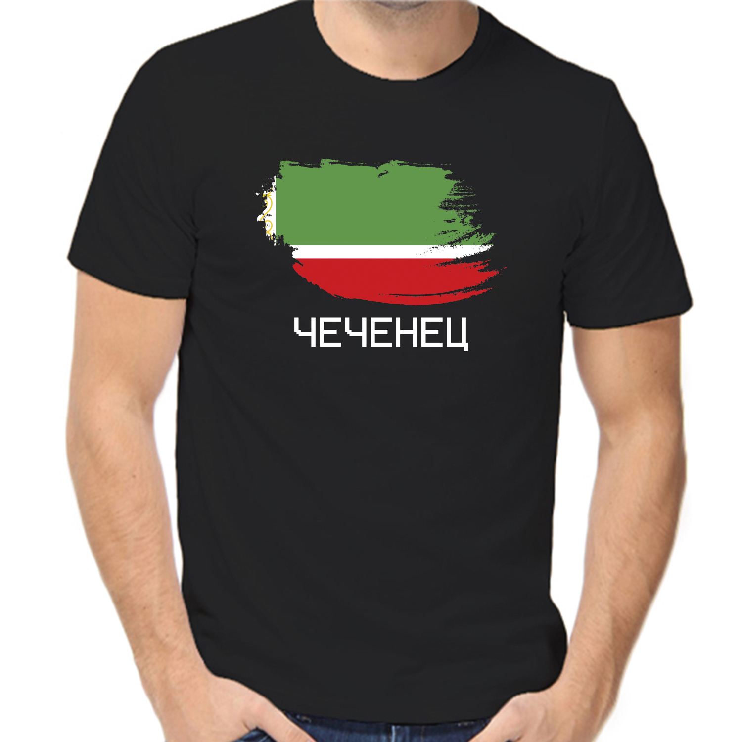 Футболка чеченец, размер (60)5XL, черный