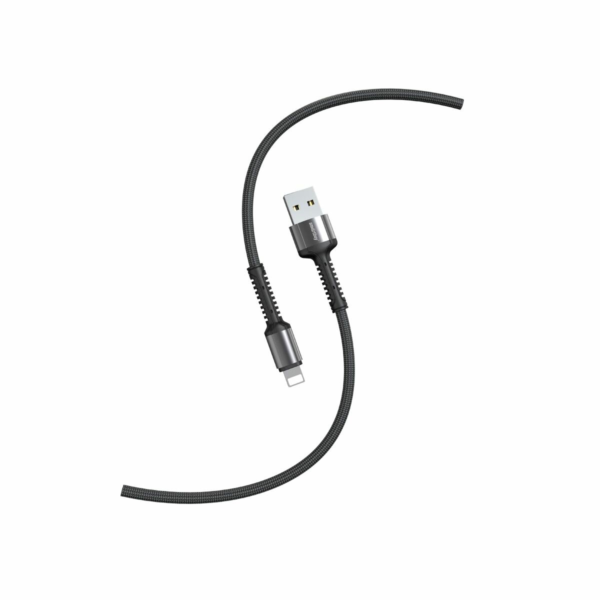 Кабель SmartBuy S26, USB - Lightning, для Apple, 3A output, нейлоновая оплетка, 1м, черный (iK-512-S26bg)