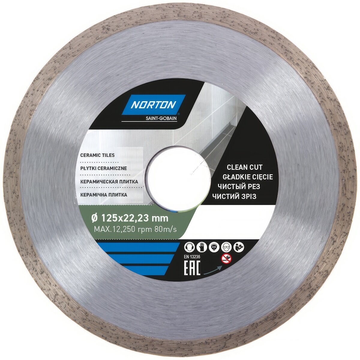 Диск алмазный по керамике Norton Ceram 70184614158 сплошной 125x22.2x1.8 мм