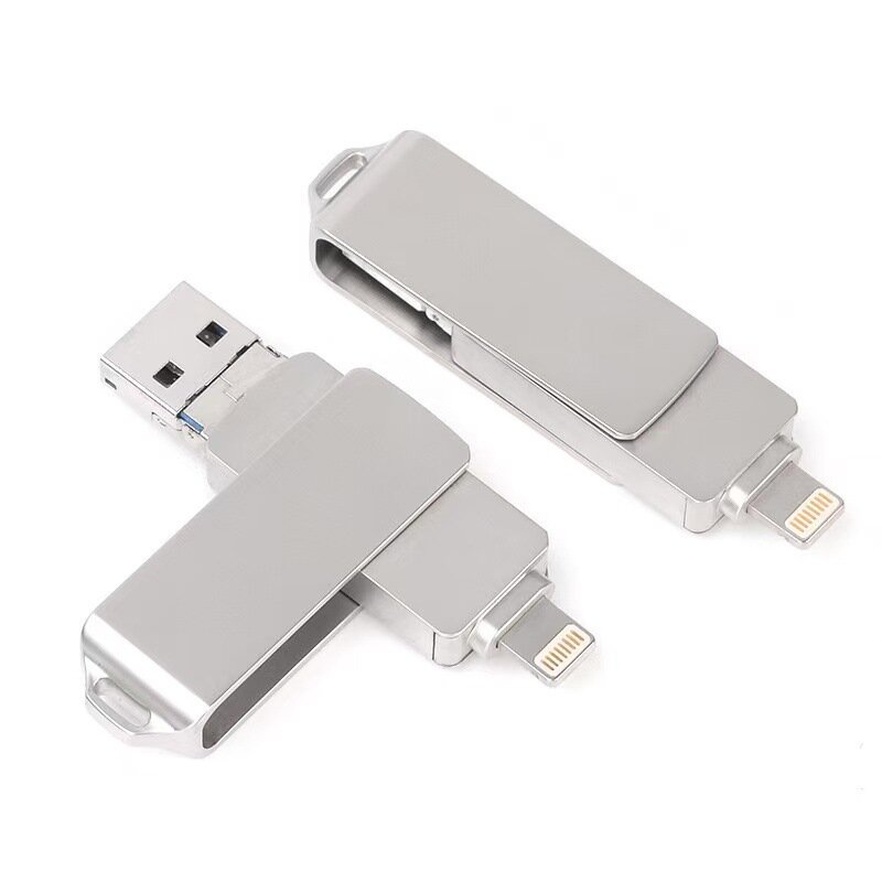 Q1S вращающийся 4-в-1 USB OTG флеш-накопитель для iPhone, Android и ПК, 16 ГБ хранения