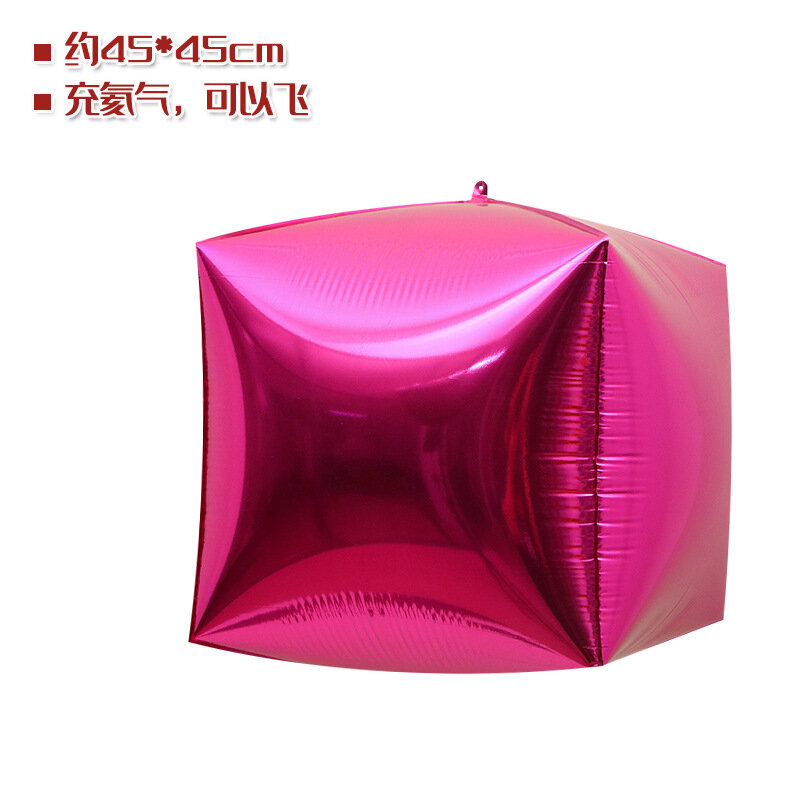 Коралловый красный 4D квадратный алюминиевый фольгированный шар для вечеринки, качественная декорация мероприятия