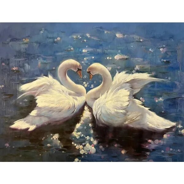 Картина "Лебеди" на холсте, 50x70 см, цвет 1