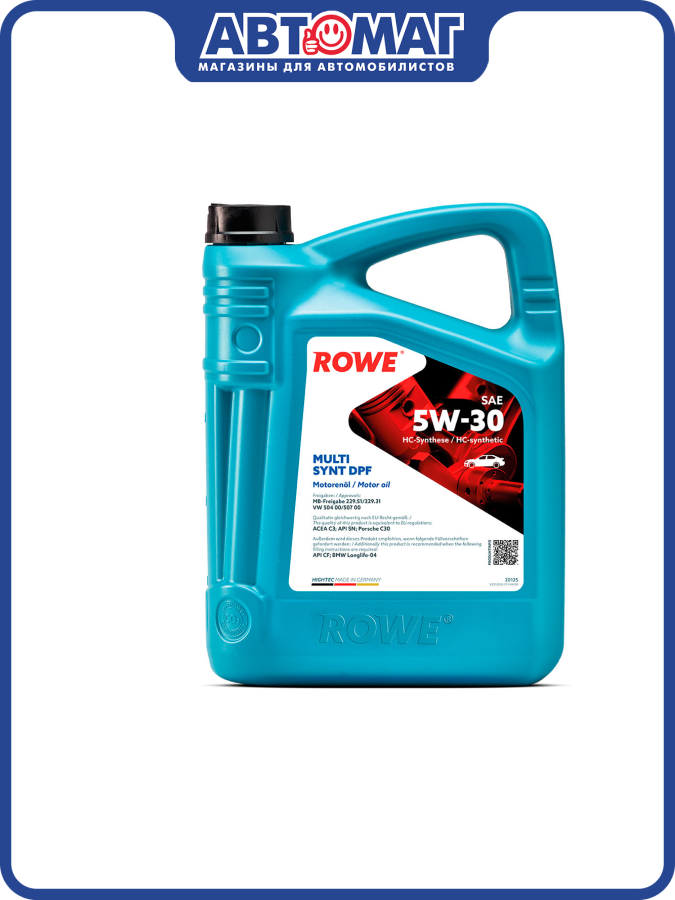 Масло моторное ROWE HIGHTEC MULTI SYNT DPF SAE 5W-30 (4л) ROWE ROWE-5W30-H-DPF-4L