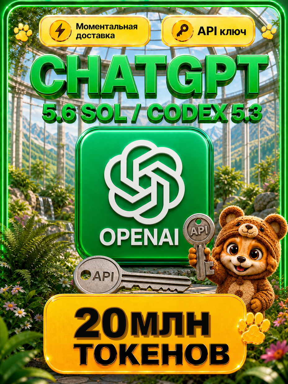 ChatGPT 5.6 Sol и Codex 5.3 API-ключ 20 МЛН токенов