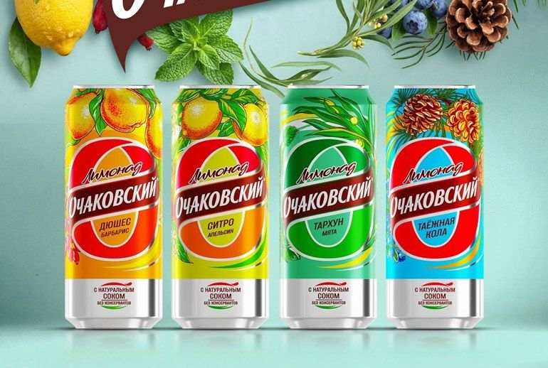 Лимонад Очаковский микс 4 вкусов, 450мл х 12 шт