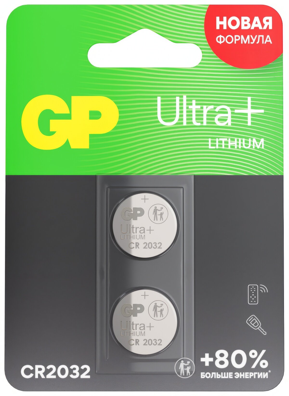 Батарейка GP литиевая CR2032 3В 2 шт.