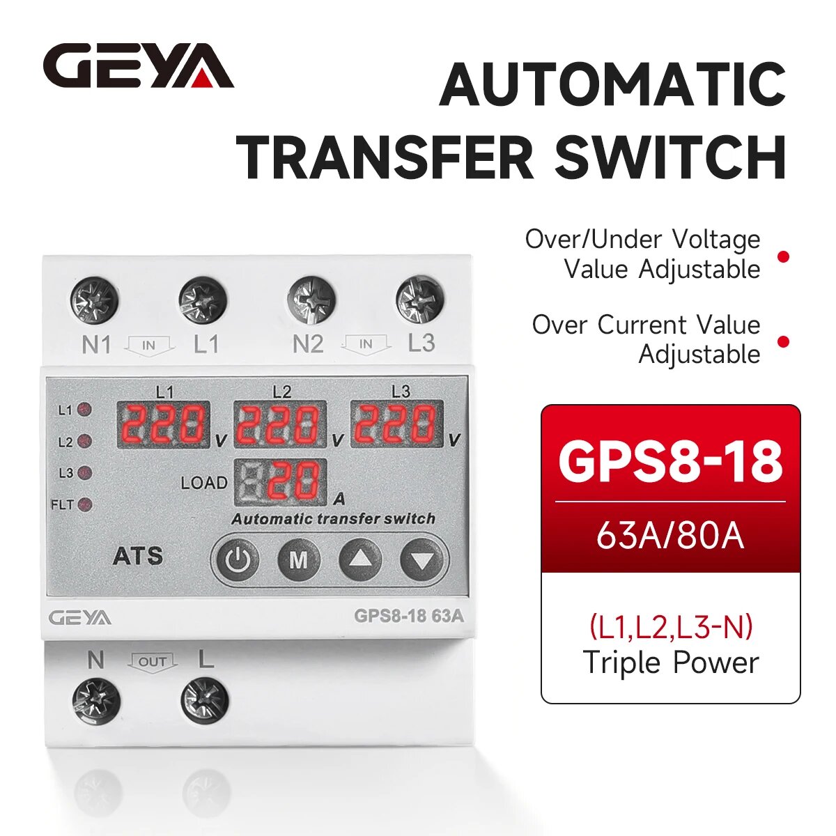 Автоматический выключатель GEYA 3-фазный 80А 220В 80A 220V