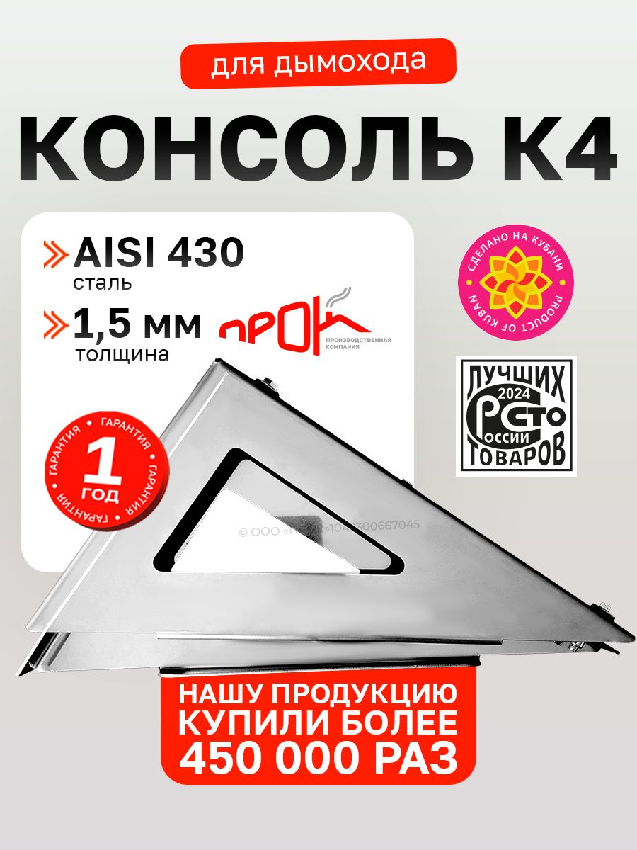 Консоль для дымохода К4 AISI430 1,5 мм нерж "Прок"