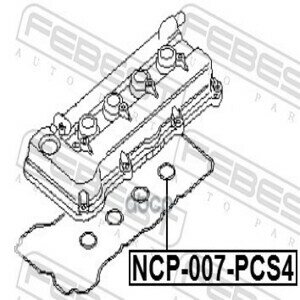 Кольцо уплотнительное свечного колодца комплект Febest арт. ncp-007-pcs4