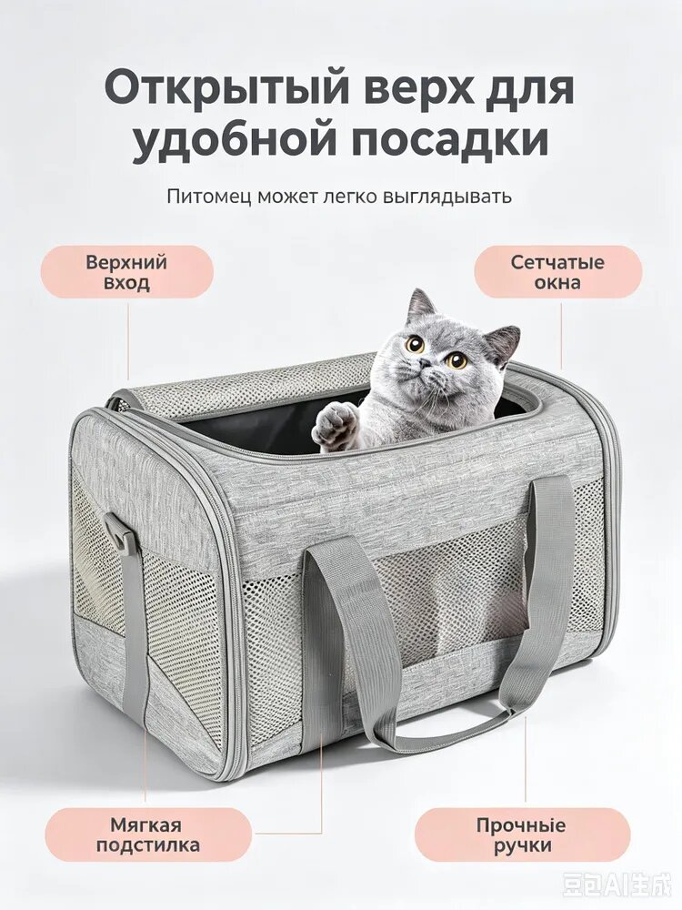 Сумкапереноска для кошек и собак мягкая складная, для мелких питомцев, размер 50*35*35см