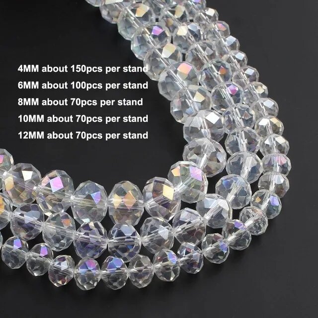 Бусины стеклянные 12 мм, серебряный цвет AB crystal