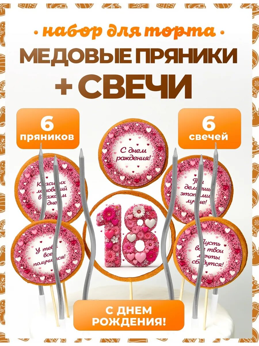 Пряники на торт. Цифра 18