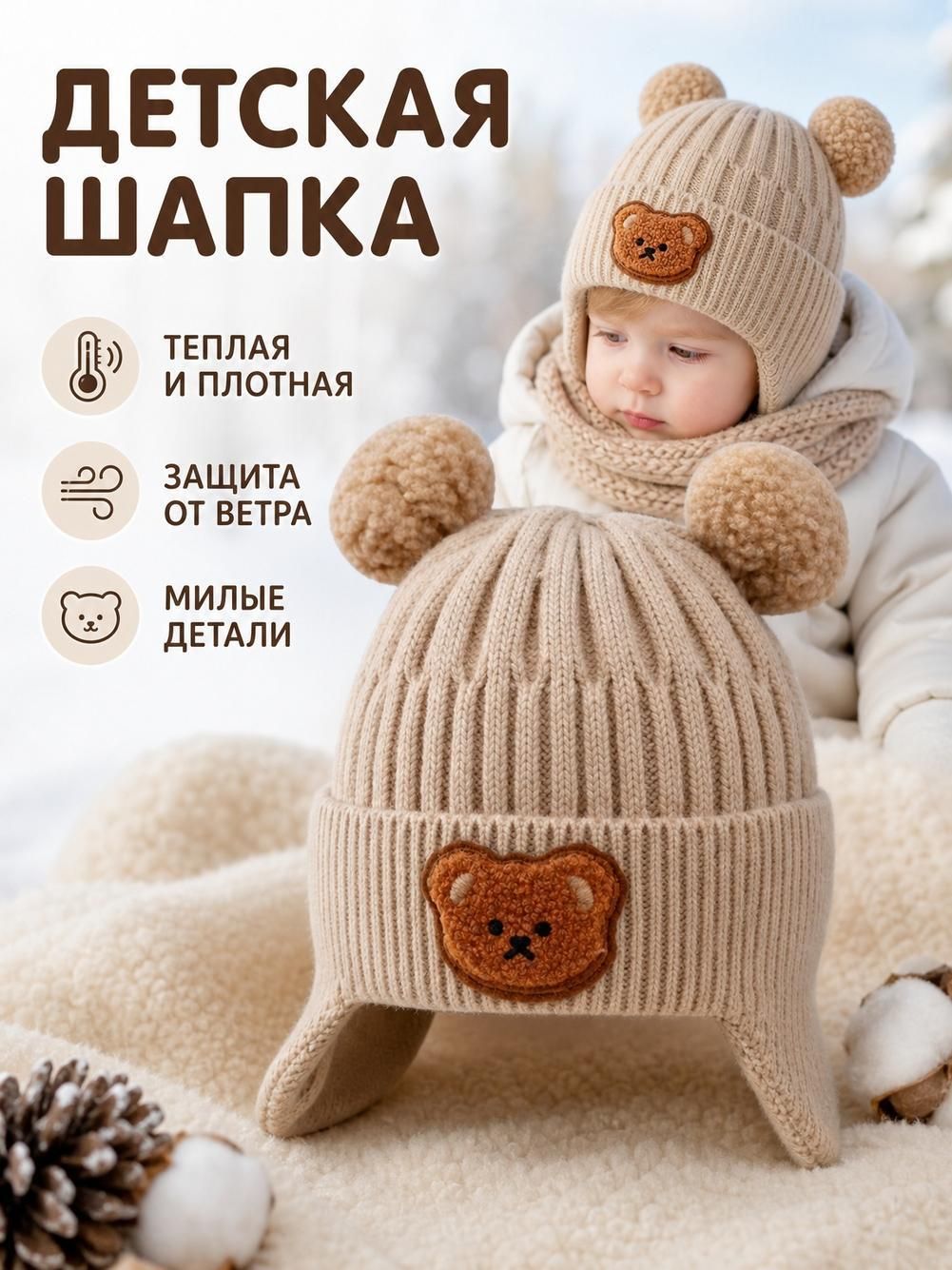 Шапка Осень-зима для детей