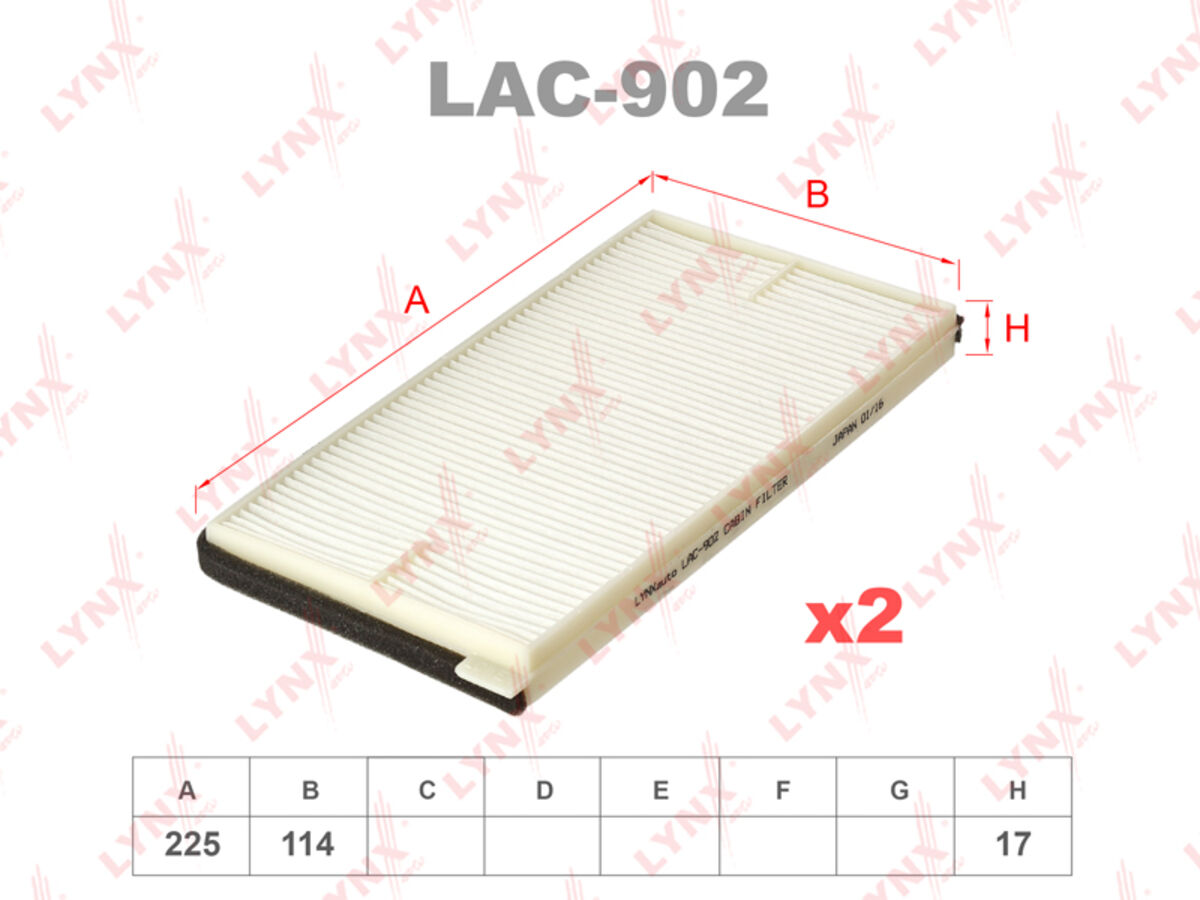 Lac-902 Фильтр Салонный Lynxauto (LYNX LAC-902)