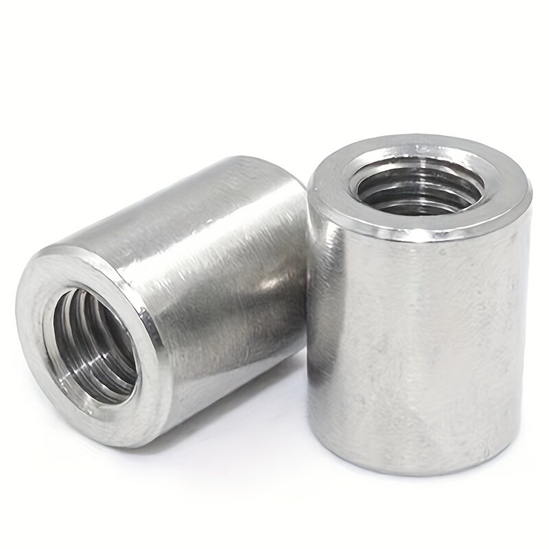 Гайка-муфта круглая из нержавеющей стали 304, M10x14x20, полная резьба, полированная, 2 шт.