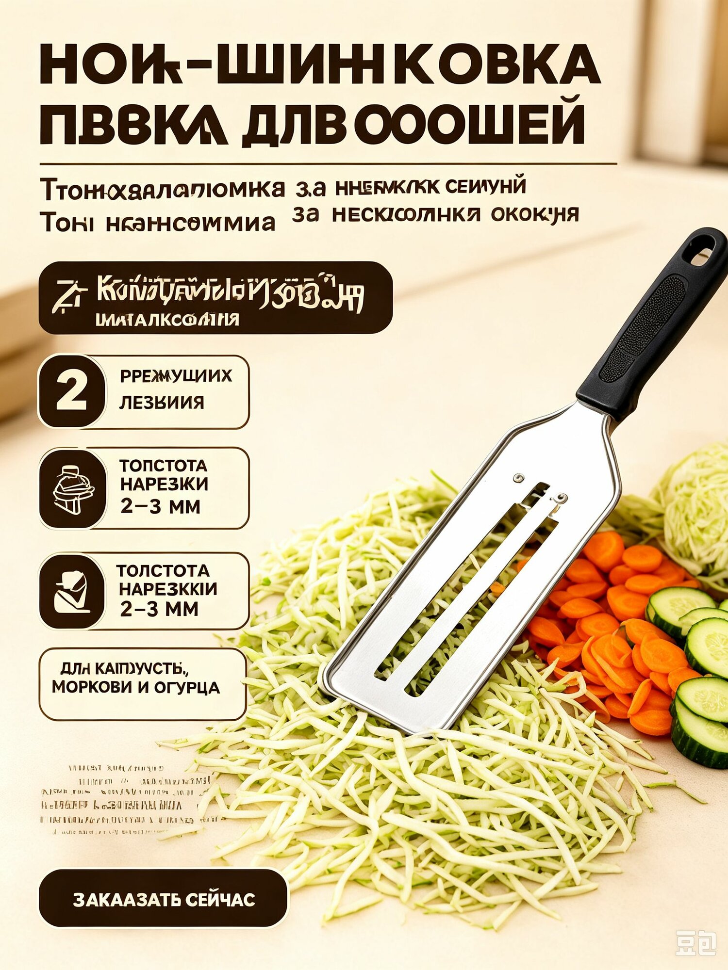 Шинковка для капусты, нож для капусты