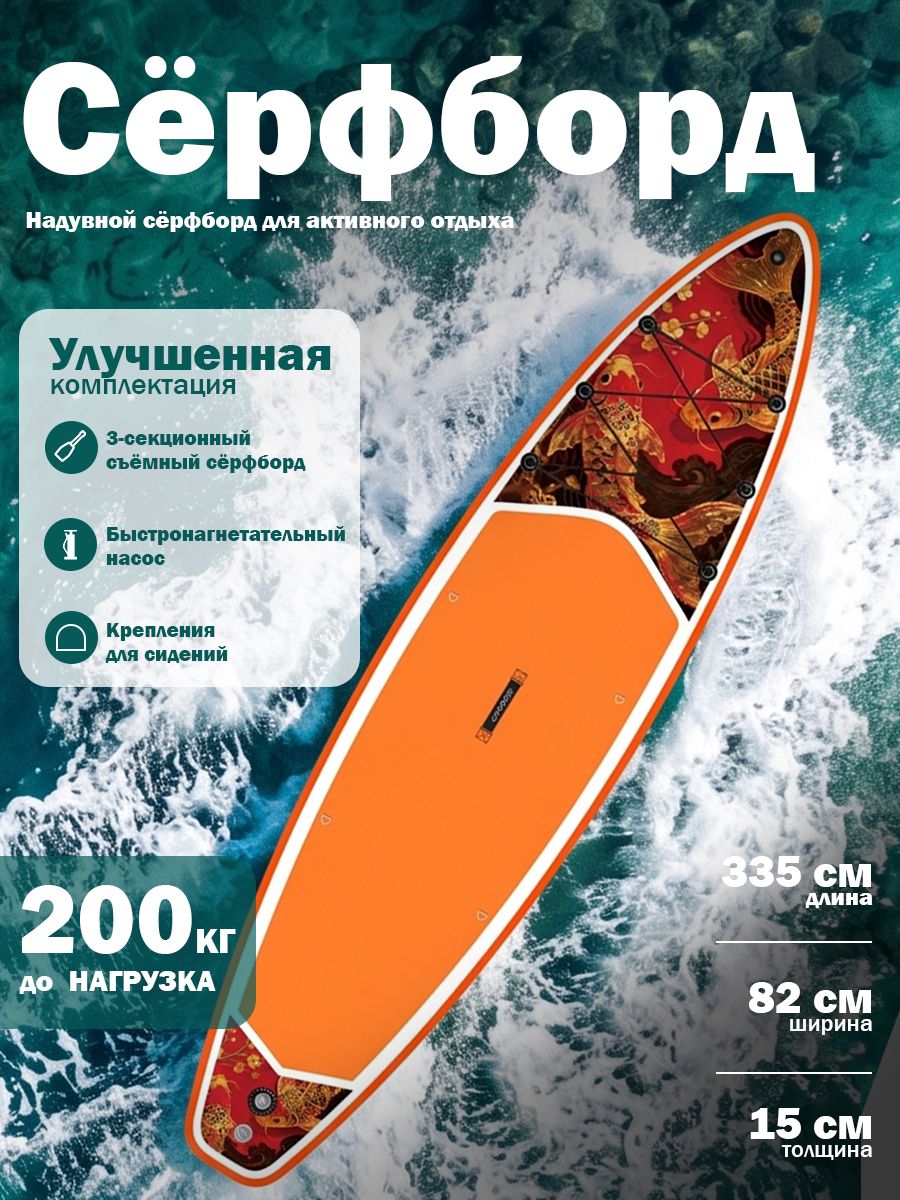Сапборд BESO надувной двухслойный SUP до 200 кг с насосом и весло для сапборда, комплект для моря, озера и рыбалки