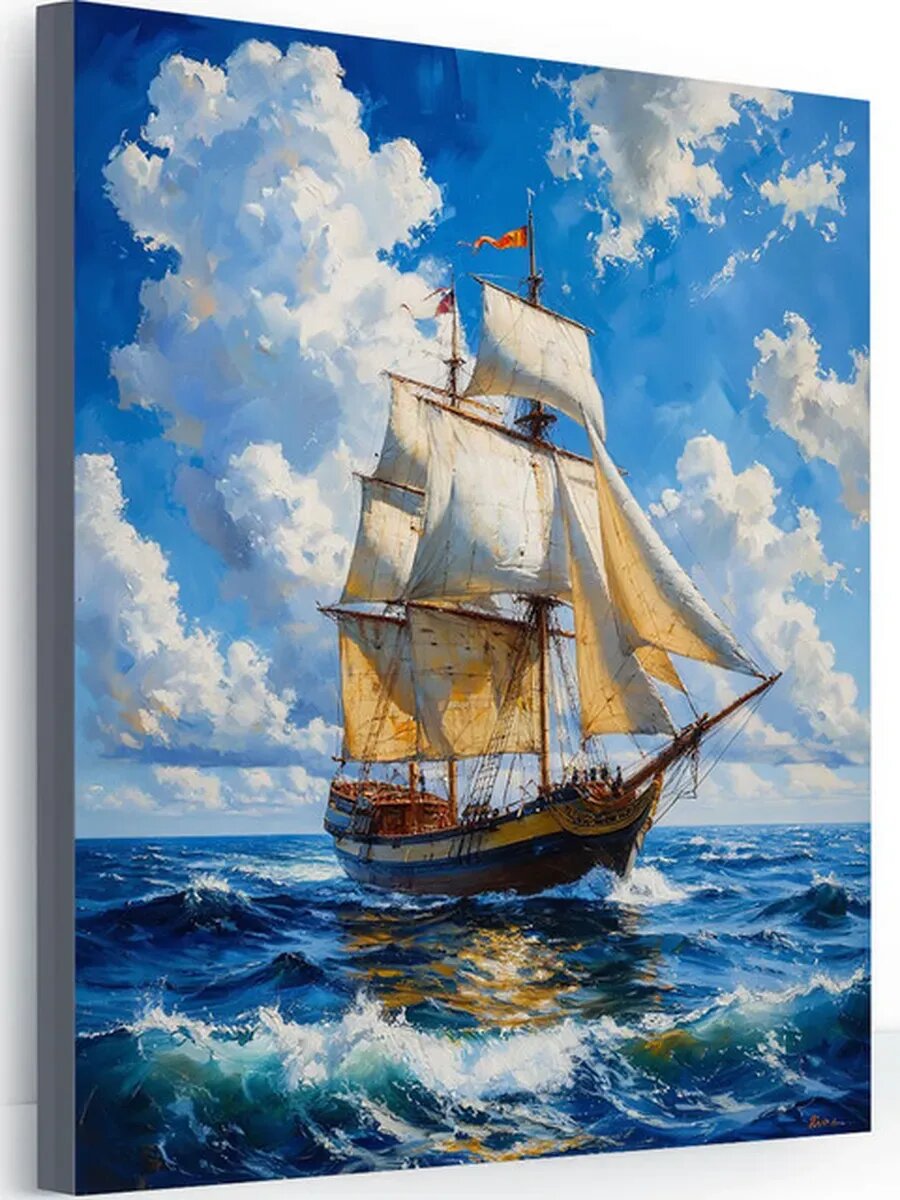 Картина на стену для интерьера "Корабль в море", на подрамнике, 40 x 50 см