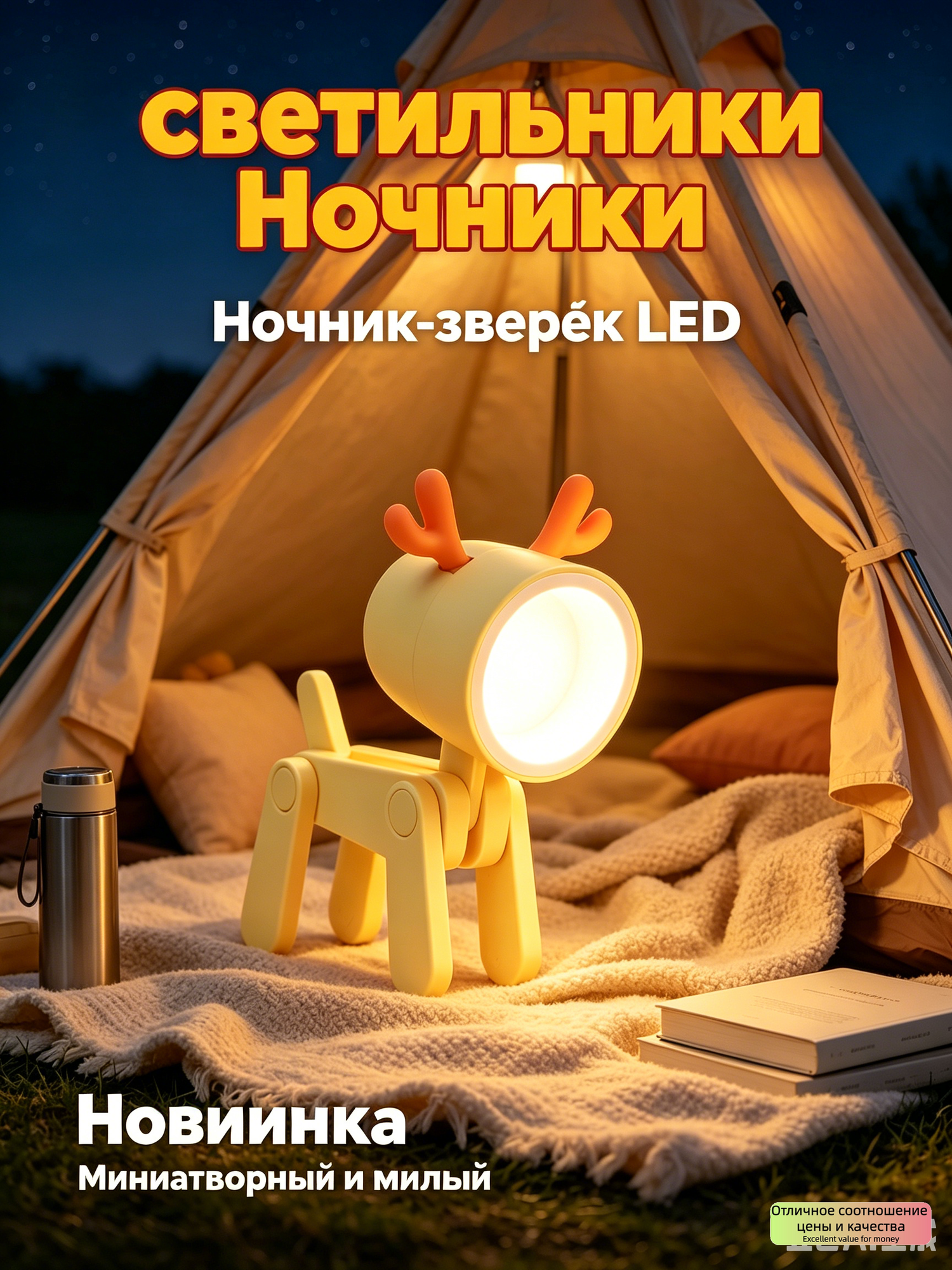 Ночник "Ночник-зверек", LED, на батарейках, настольный, пластик