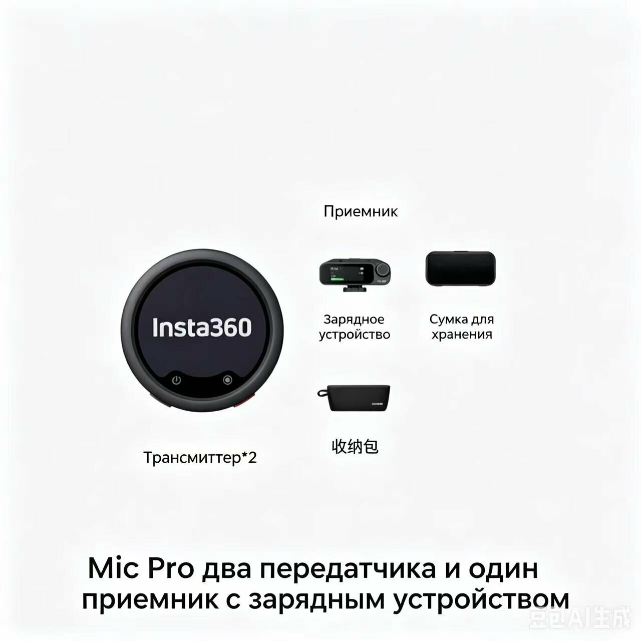 Микрофон Insta360 Pro Mic, с E-Ink дисплеем, Bluetooth, USB-C, до 4 часов работы