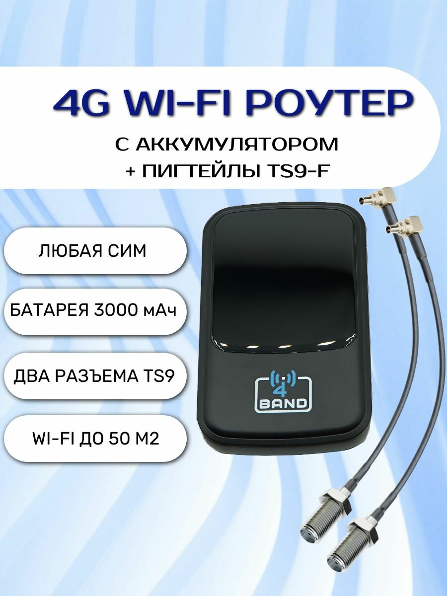 4BAND M2 + два пигтейла 4G роутер с батарей. Любой тариф и любая сим.