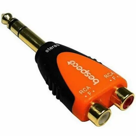 Переходник Bespeco SLAD370B 2 x RCA (F) - jack 6.3 (M) stereo
