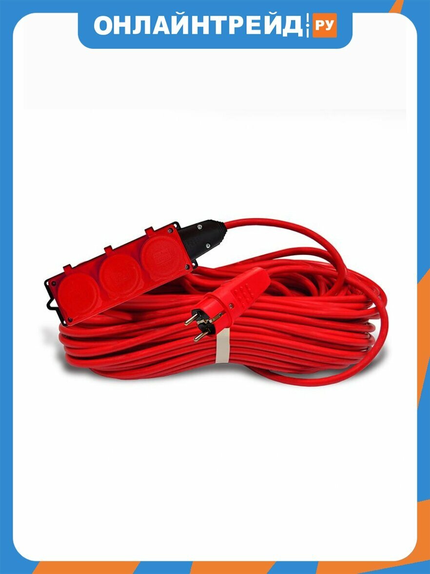 Удлинитель Domtok 3х30м с заземл. 16А IP44 3.5кВт КГ 3х1.5 с защ. крышкой арктик морозостойкий, 2601
