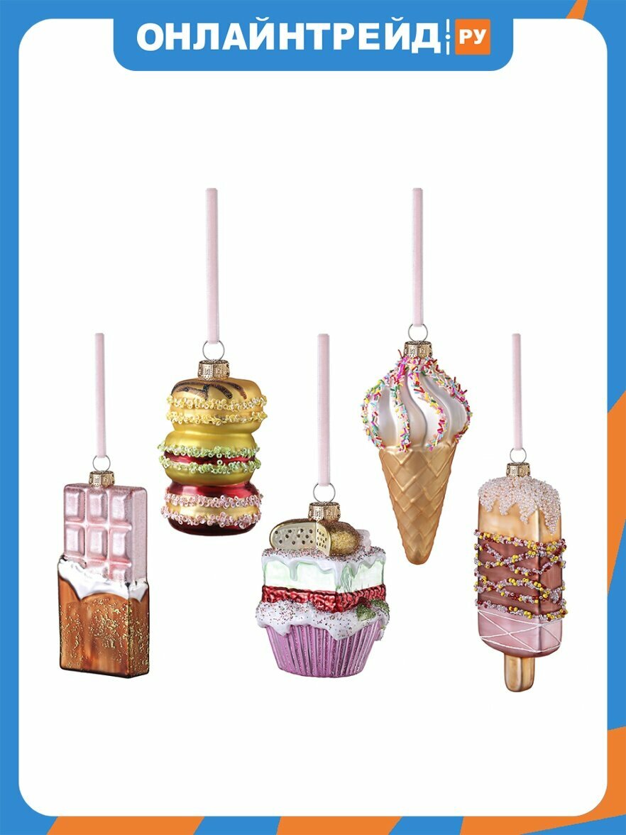 Набор елочных игрушек Tkano Glimmer selection из коллекции New Year Essential, 5 штук