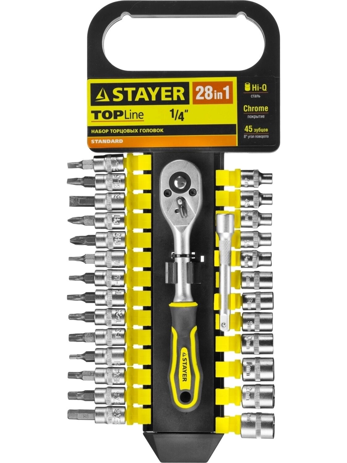 Набор торцовых головок и бит-головок STAYER RSS 28S, 28 предм, (1/4 )