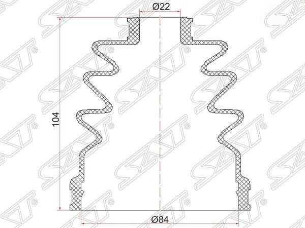 Пыльник шрусa SAT C-1090 NISSAN AVENIR/SUNNY B14/B15/BLUEBIRD U13/U14 93- 2 хомута, резина