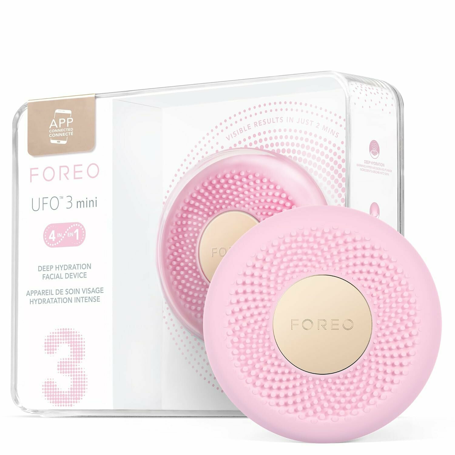 FOREO UFO mini 3 Устройство для ухода за кожей лица 4-в-1 Cмарт-маска для всех типов кожи, Pearl Pink