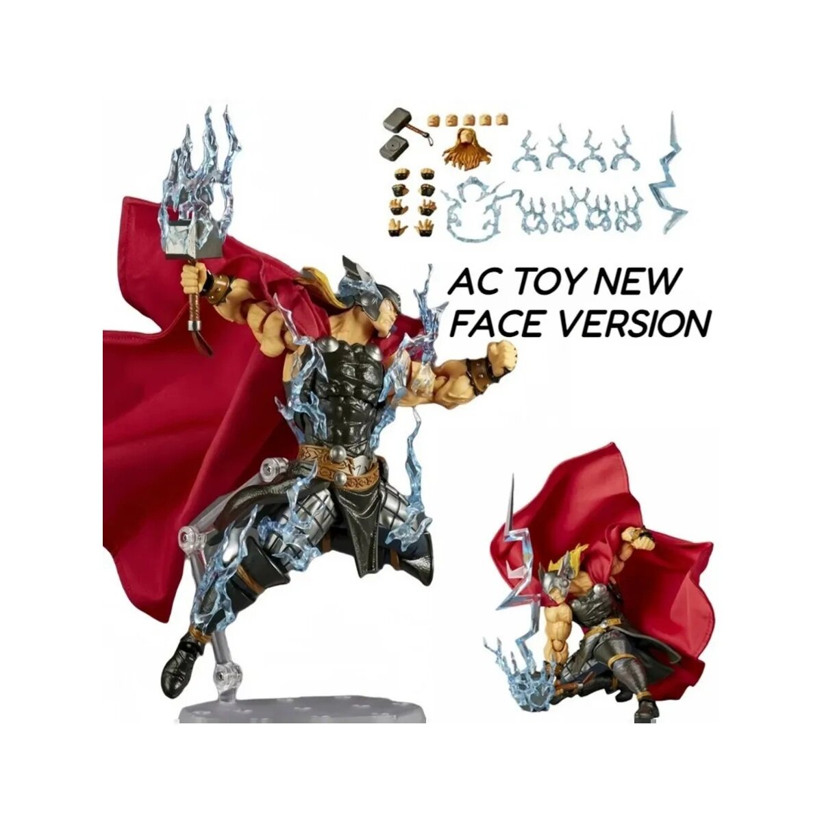 Фигурка AC TOY Thor Marvell Revoltech, коллекционная, малиновая