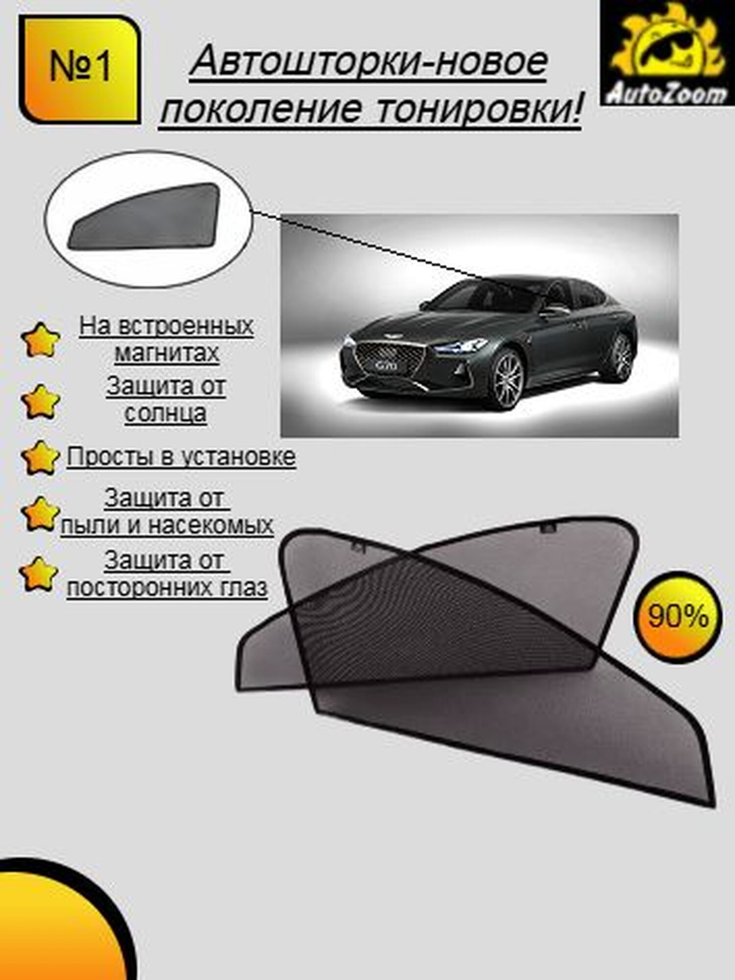 Автошторки магнитные для Hyundai Genesis G70 (IK) (2017-2022), седан, на передние двери 2 шт