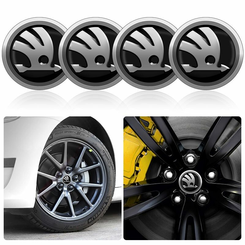 4 штуки шкода (Skoda) автомобильных колпачков для ступиц диаметром 56 мм