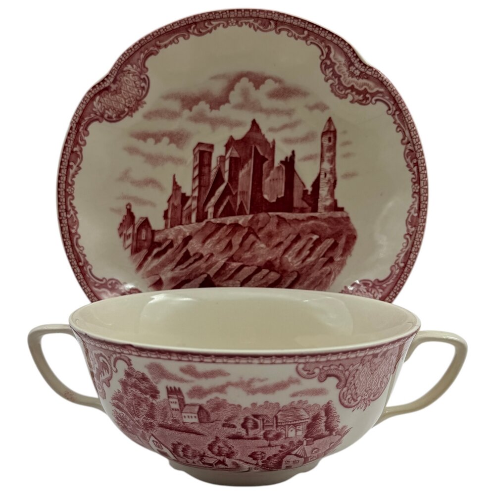 Бульонная пара "Old Britain Castles", 250 мл, 1950-1960 гг, Ironstone, Johnson Bros, Англия (2)