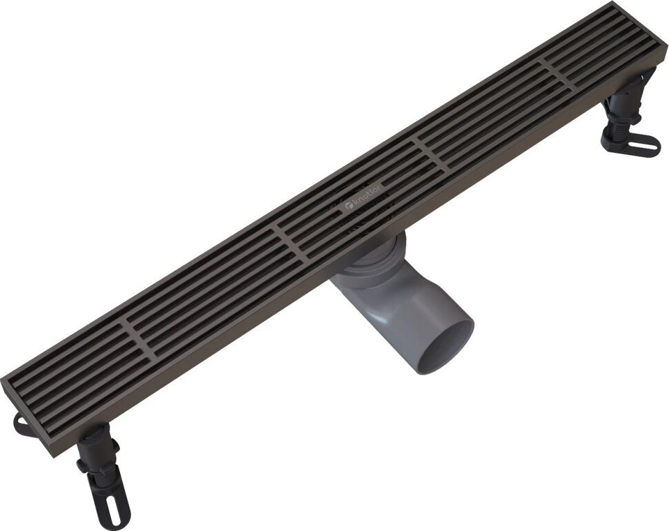 Душевой трап (лоток) Knotlor Storm SDRW0500LGM 50 см, с решеткой, перфорированный, вороненая сталь