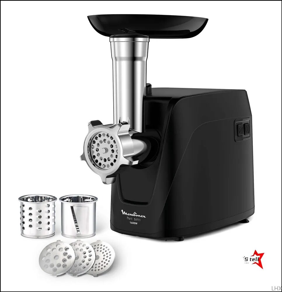 Мясорубка Moulinex Compact HV1 ME112832, 1600 Вт, до 1.9 кг/мин, 5 скоростей, пластиковый корпус, черная — фото 1