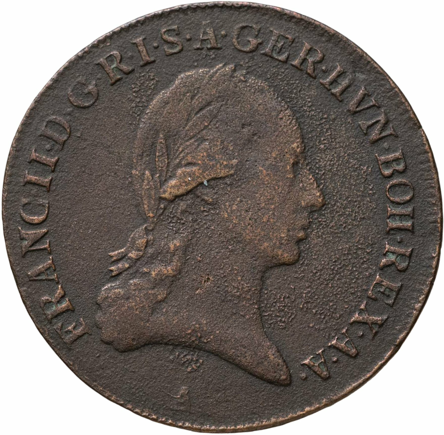 Австрия 3 крейцера 1800, Медь, в сохранности F-VF