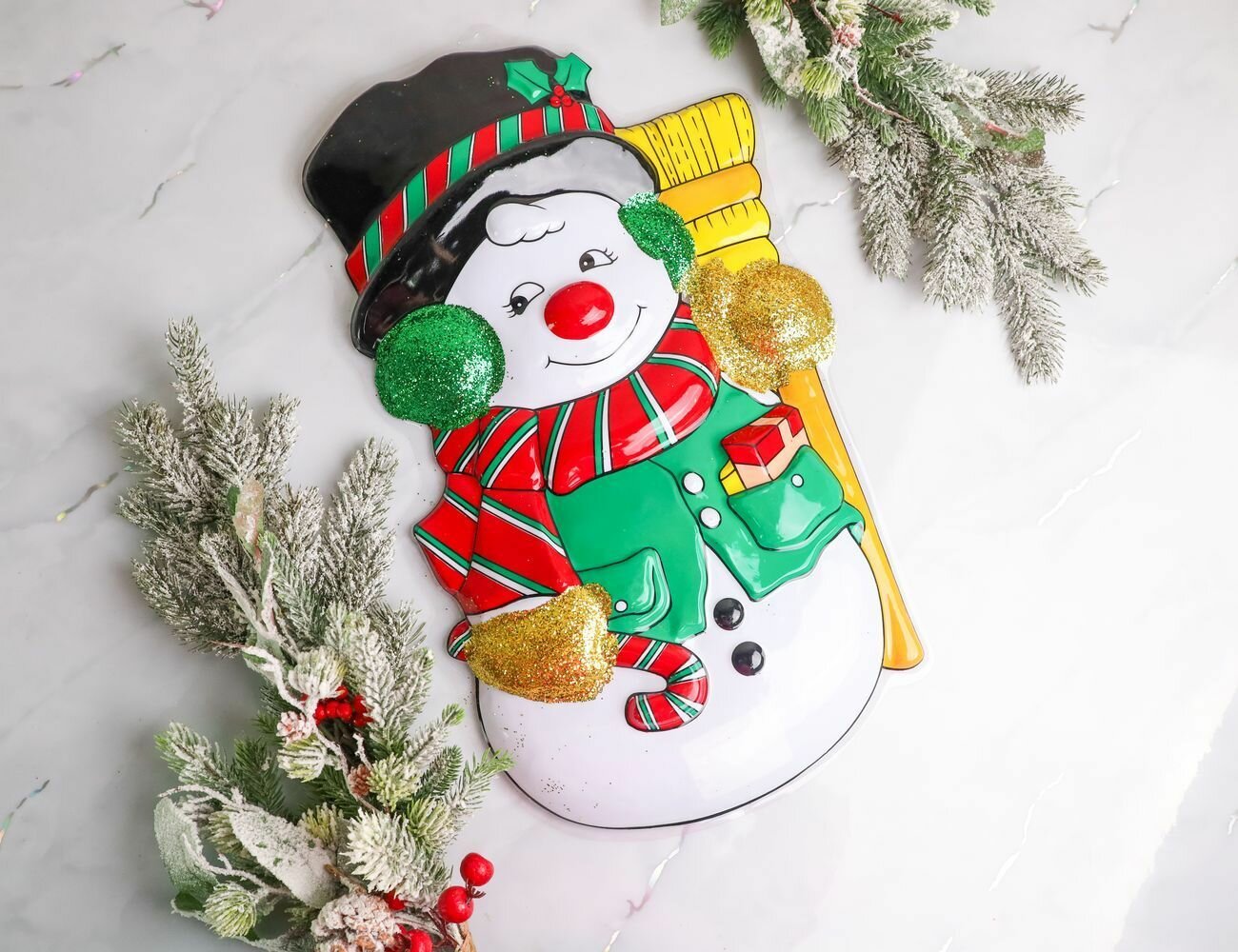 Новогоднее настенное панно снеговик, 49х28 см, Сноумэн (Snowmen) Е3034