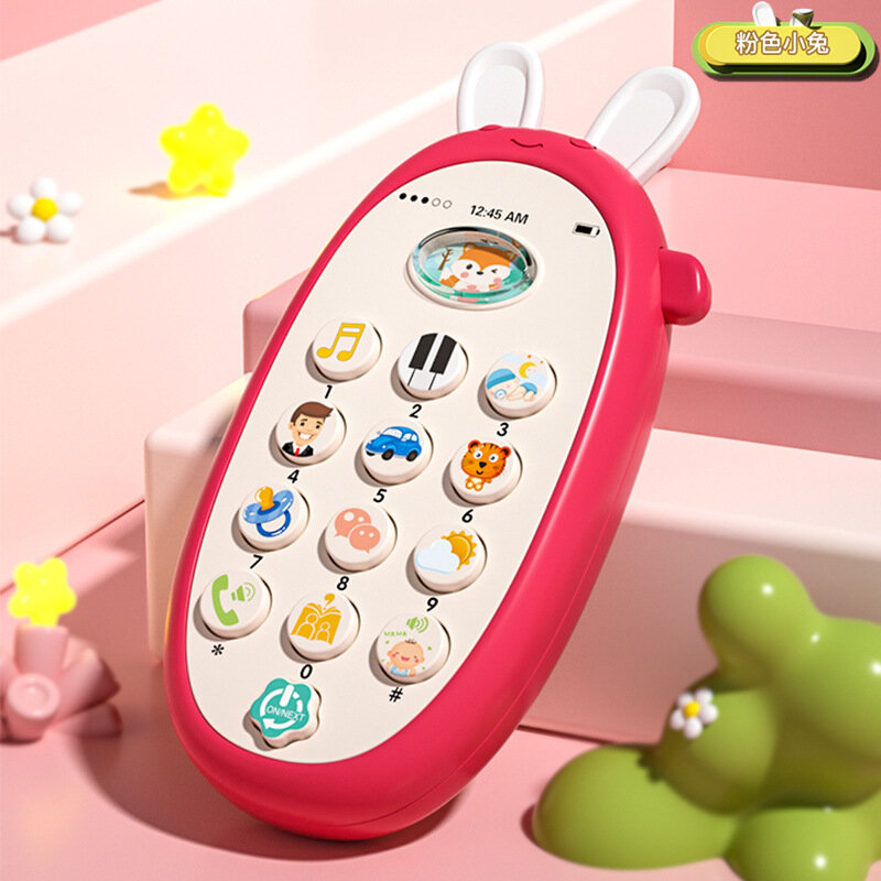 Симулированная игрушечная телефон для детей 0-3 лет, музыкальное обучение, с подвесным шнуром, красный цвет