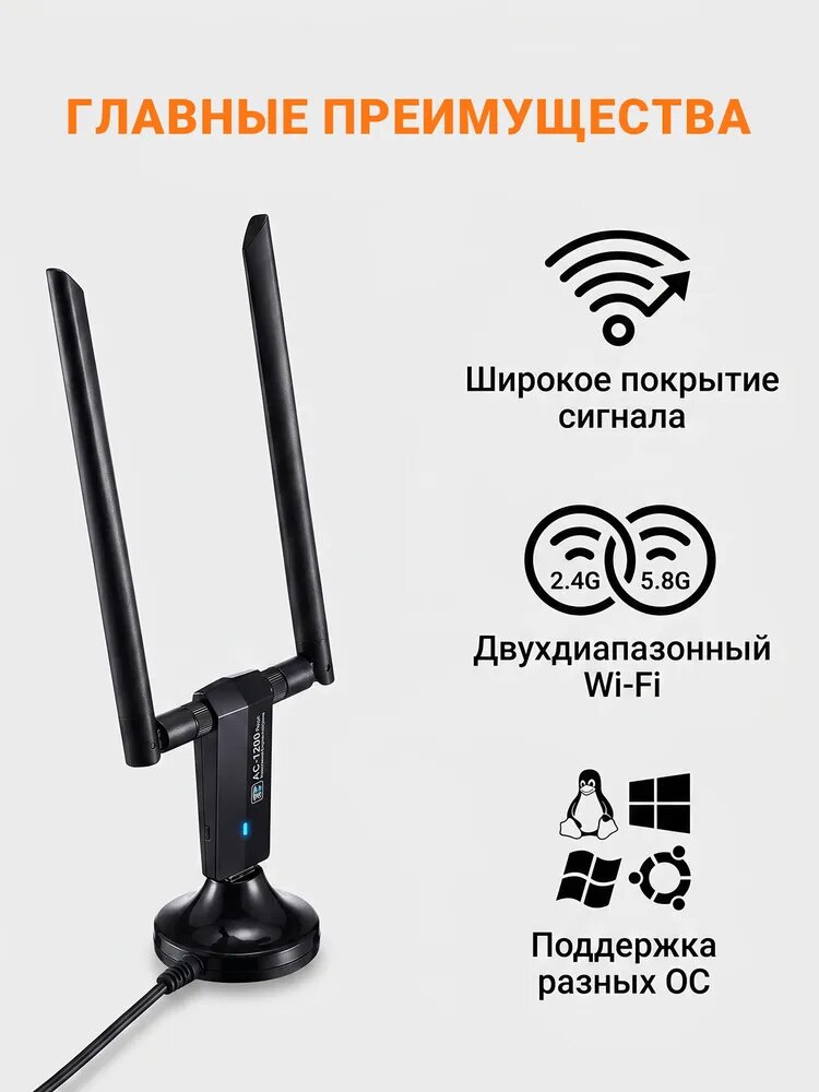 GM Эксклюзивный сетевой адаптер RTL8812AU USB1200M с поддержкой Kali Ubuntu capture наделяется двухдиапазонным беспроводным подключением
