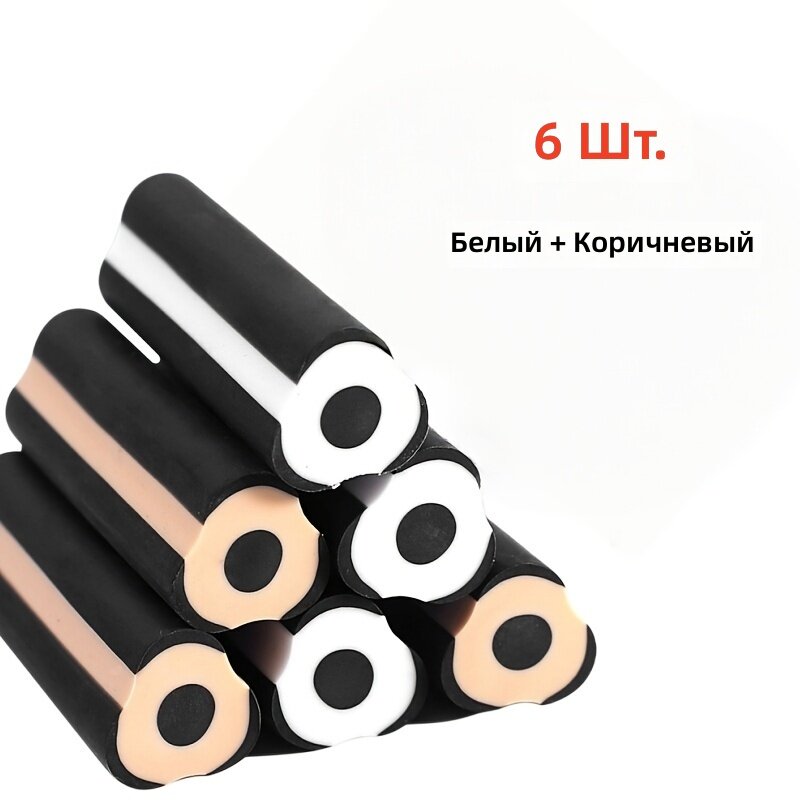 Ластик-ручка для студентов, стирает чисто линиями, без крошек и пыли, 6 штук, белый и коричневый