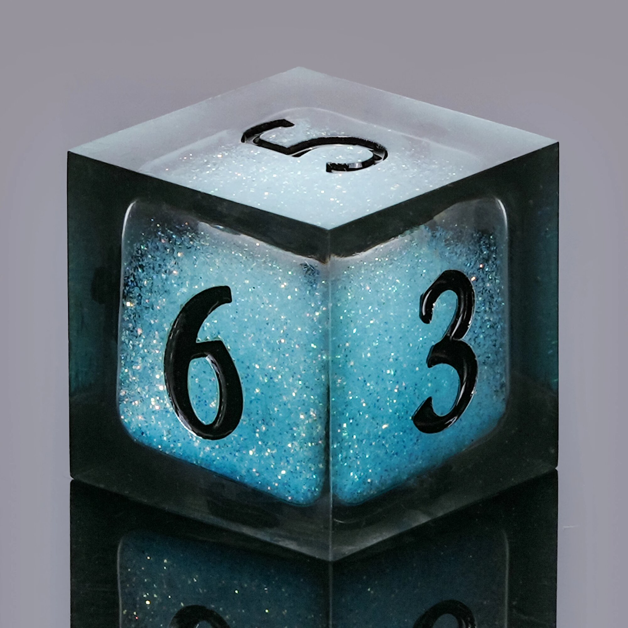 Набор кубиков DND 7 шт. Resin blue Голубой, 1pcs D6 (black)