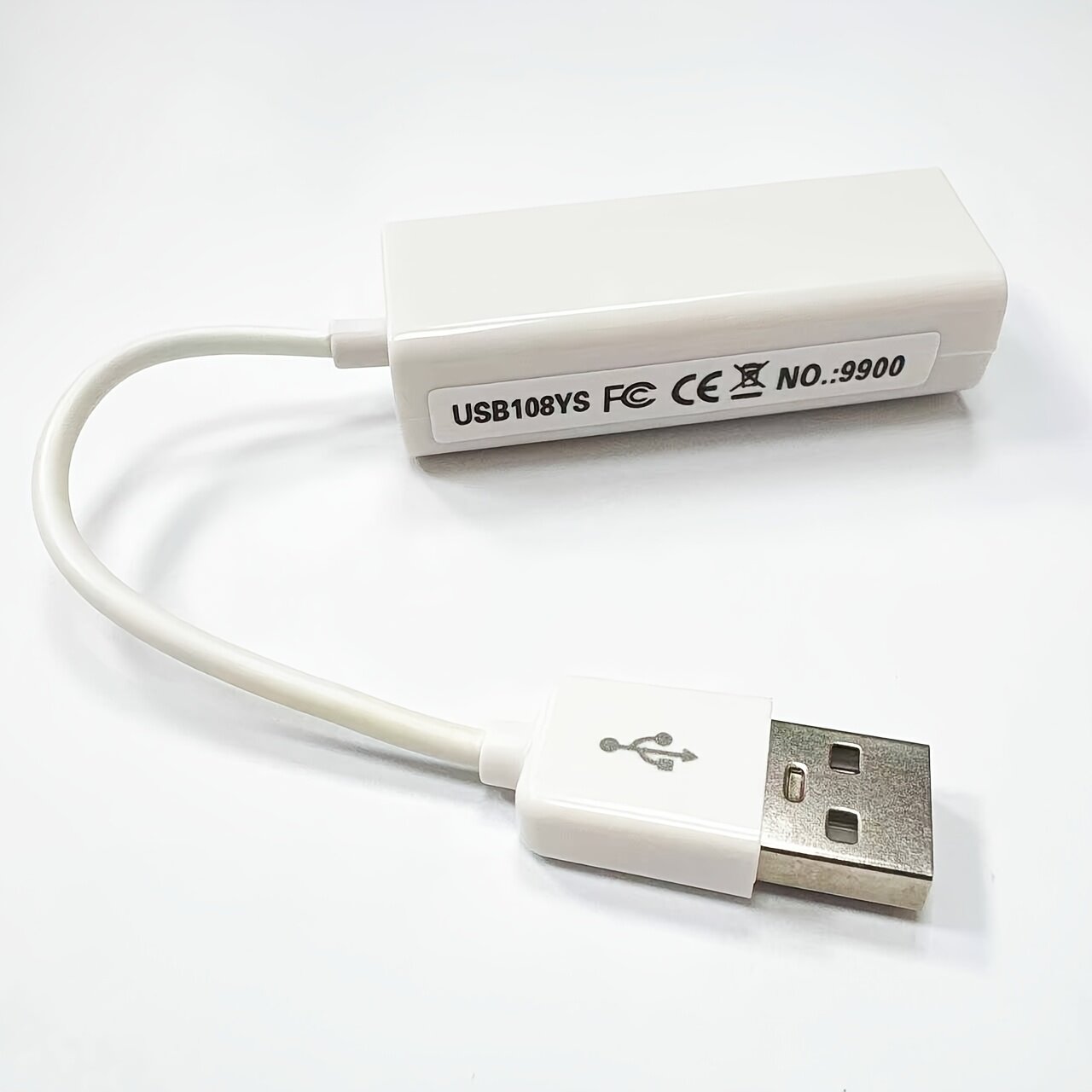 USB 2.0 сетевой адаптер RJ45 100Mbps с кабелем, без драйвера, белый, 1 шт.