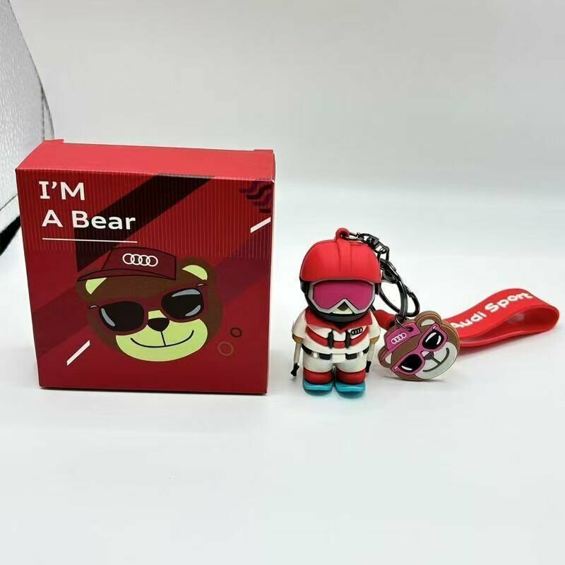 Брелок Audi Blind Box Bear с крючком, силиконовый, для ключей, защита от потери.