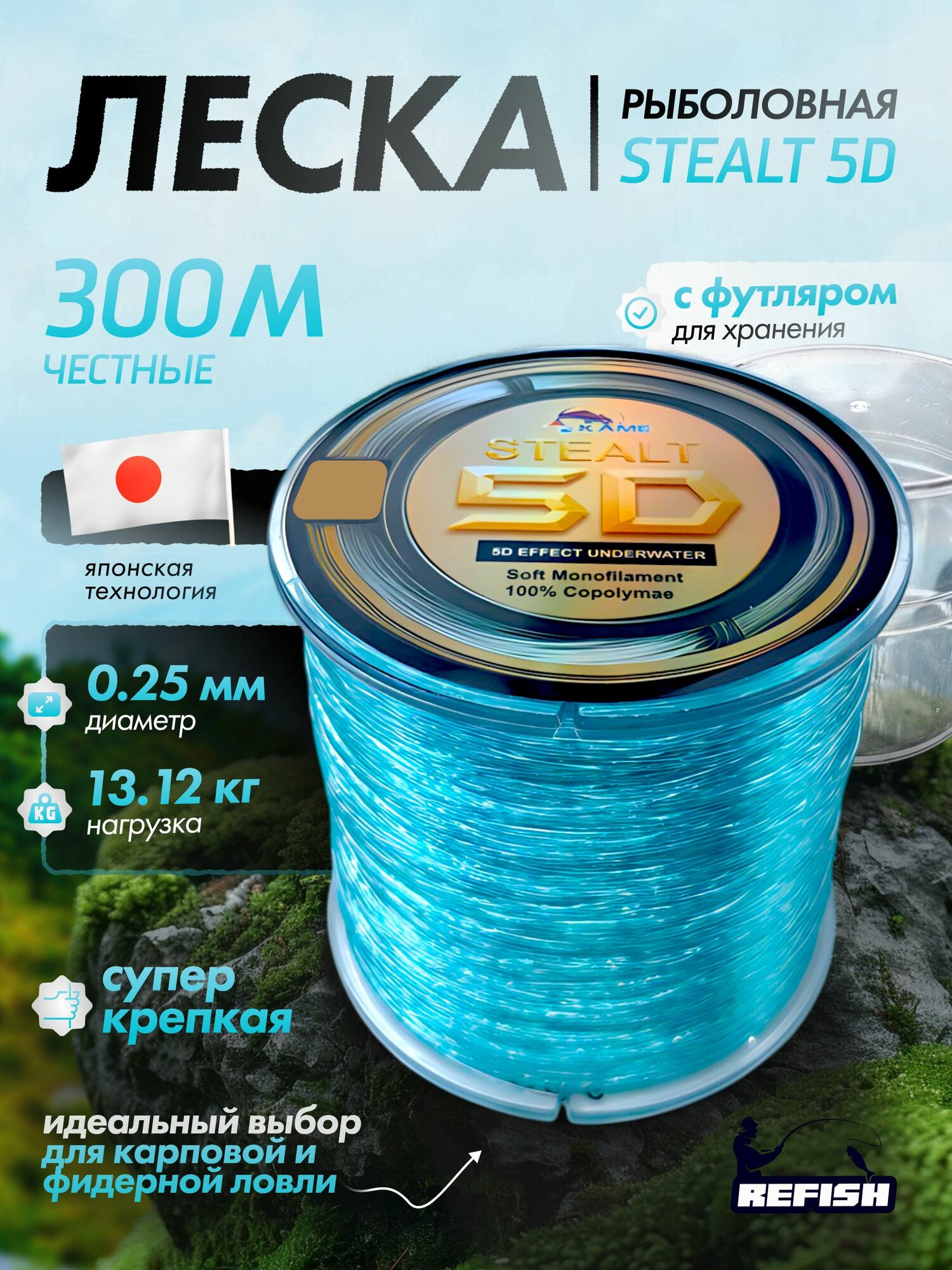 Леска рыболовная 0.25 мм 300 м