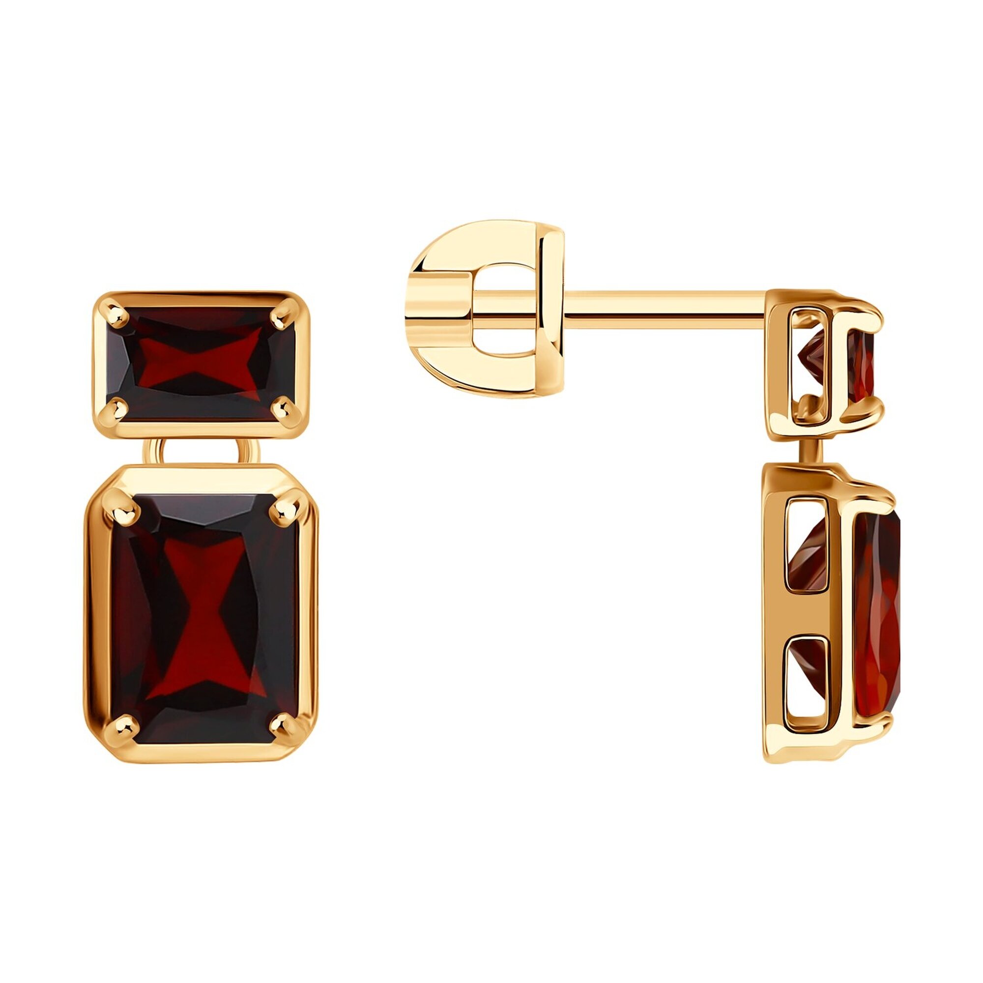 Серьги, серебро, 925 проба, родирование, раухтопаз, гранат