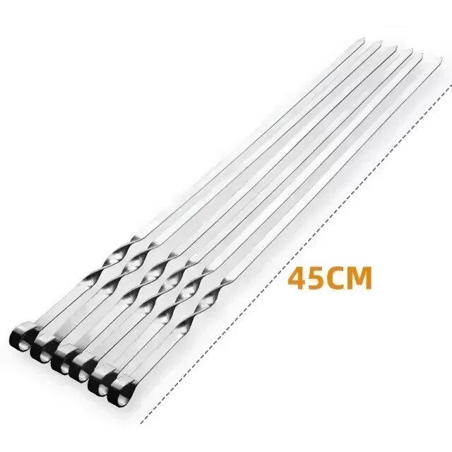 Шампуры из нержавеющей стали с деревянной ручкой 45/55 см 45cm-6pcs