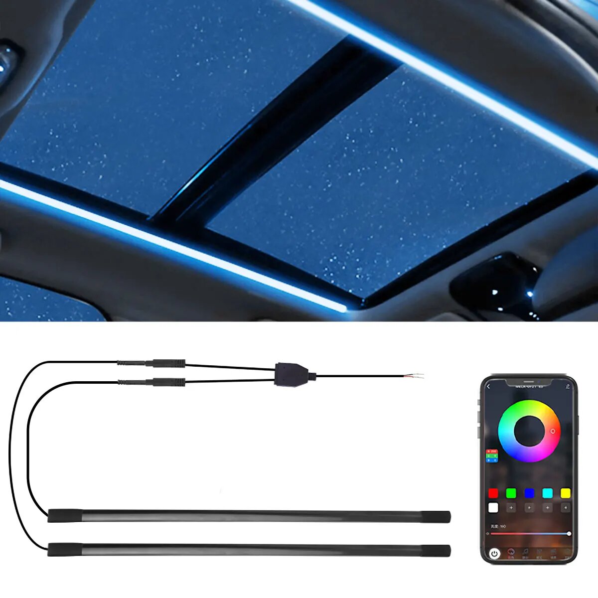 Универсальная Светодиодная RGB-лента Для Крыши Автомобиля 150 См, Атмосферная Лампа Symphony, Неоновая Подсветка Для Автомобиля