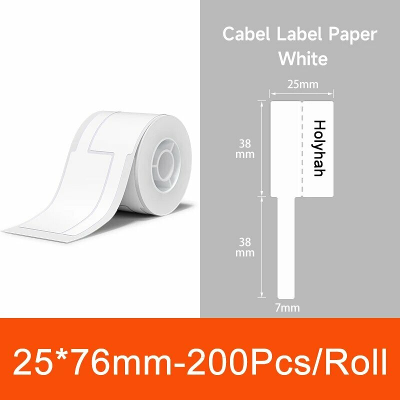 Holyhah Niimbot B21 B3S B1 Портативный принтер этикеток Белый, White cable 200pcs